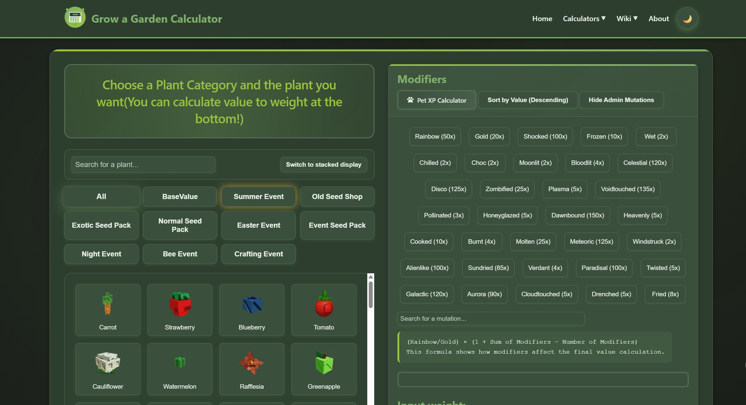 Grow a Garden Calculator - Plant Value Calculator